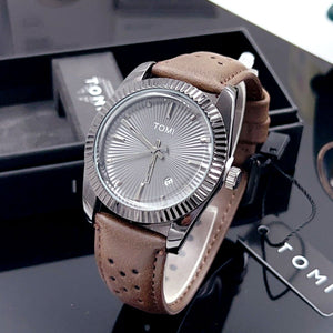 TOMI T-098 Minimal Men's Watch – Quartz, Date with Leather Straps